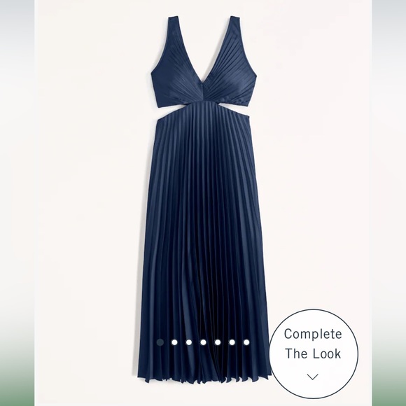 Abercrombie And Fitch Dresses Abercrombie Fitch Satin Pleated Cutout Maxi Dress Navy Blue